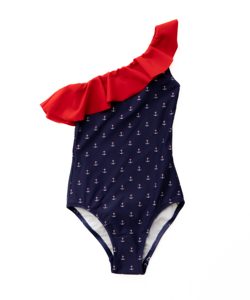 Matching Family Swimwear - Girl's Anchors Aweigh Swimsuit - Patriotic ...